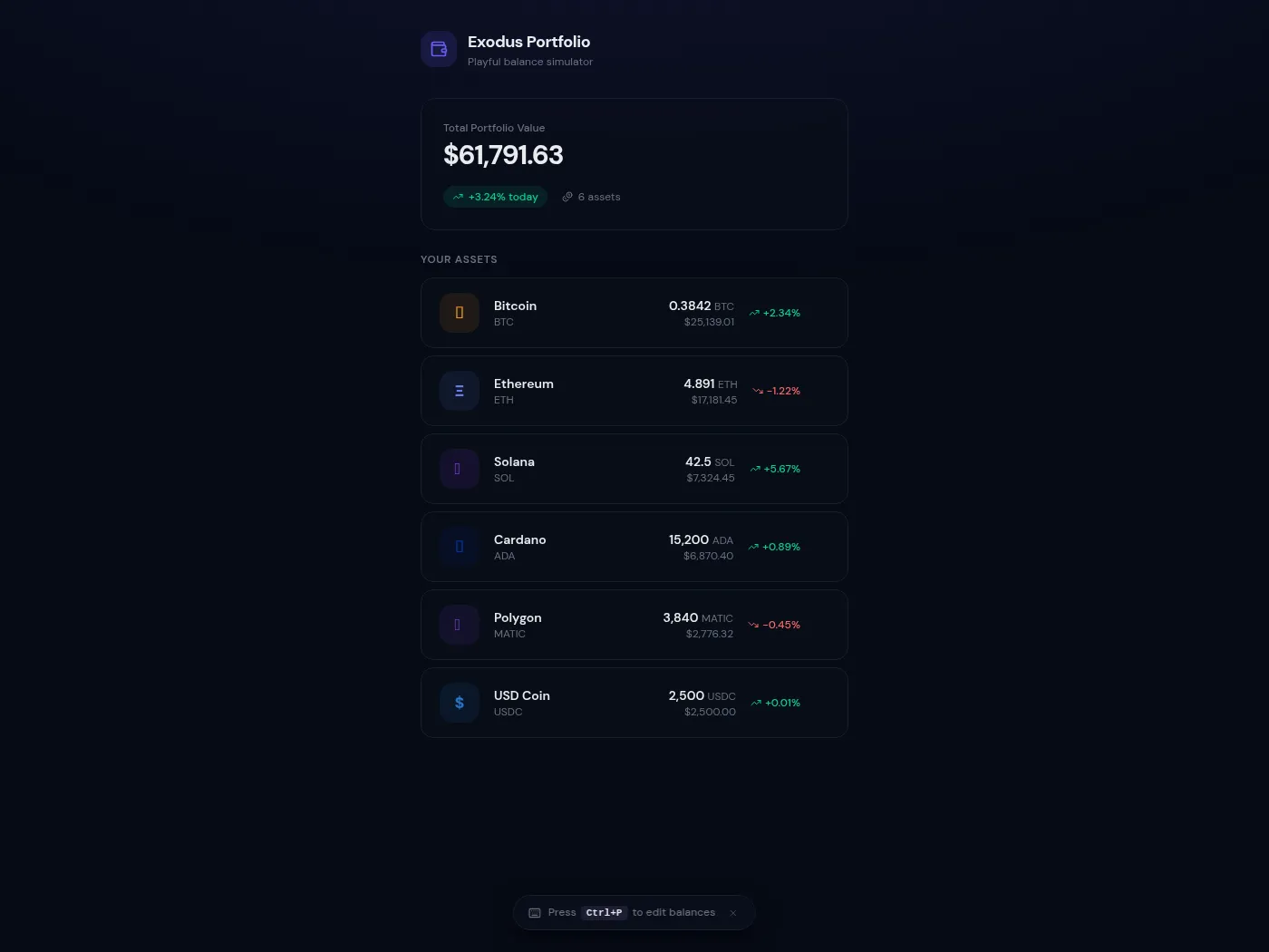 Exodus Balance Simulator