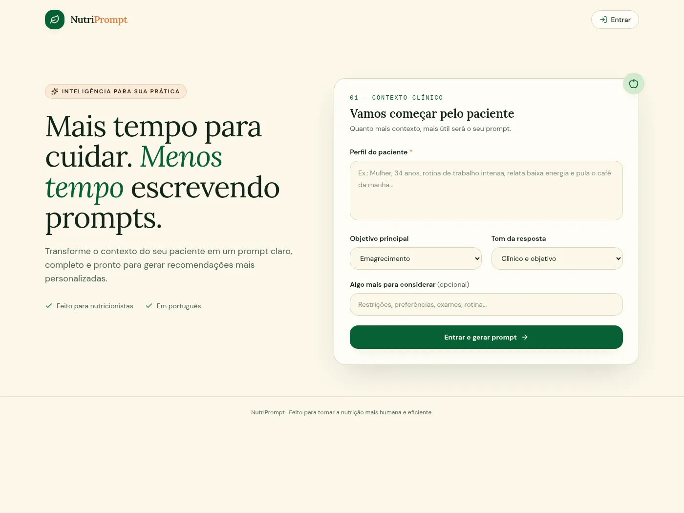 NutriPrompt Generator