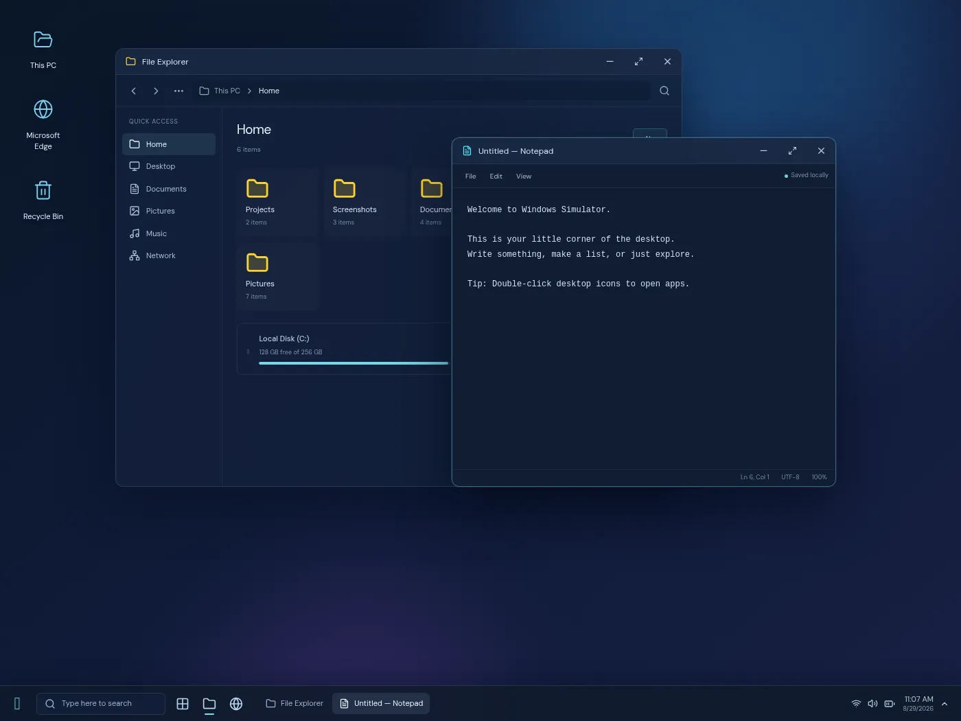Windows Simulator Online