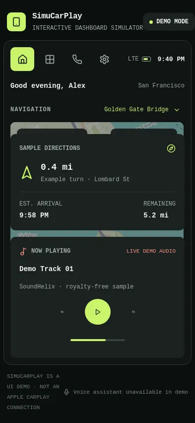 SimuCarPlay Dashboard