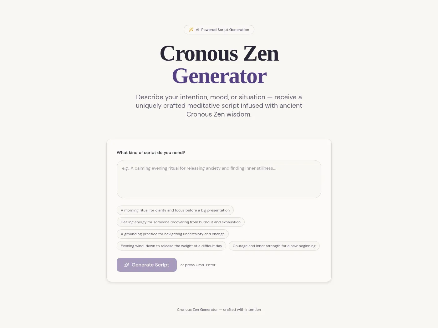 Cronous Zen Generator
