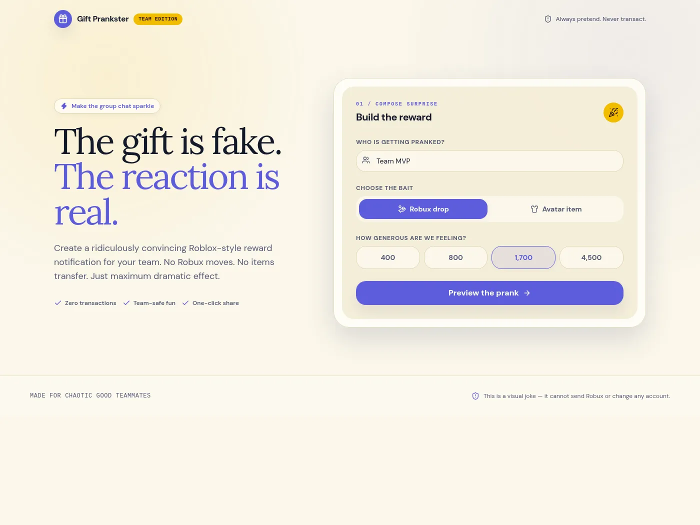 Roblox Gift Prankster