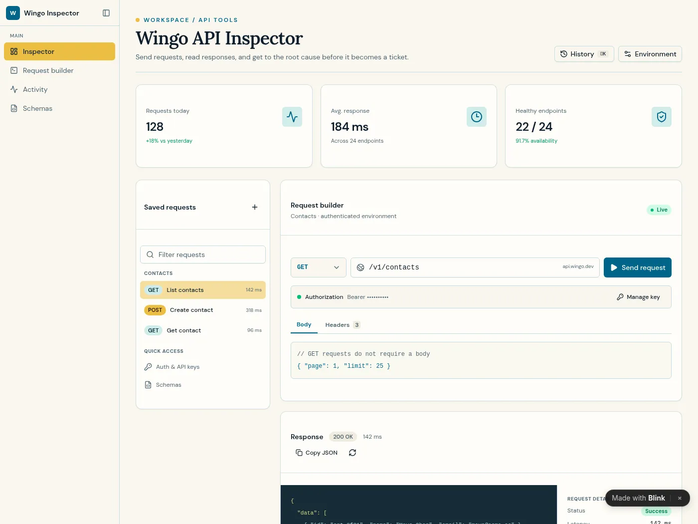 Wingo API Inspector