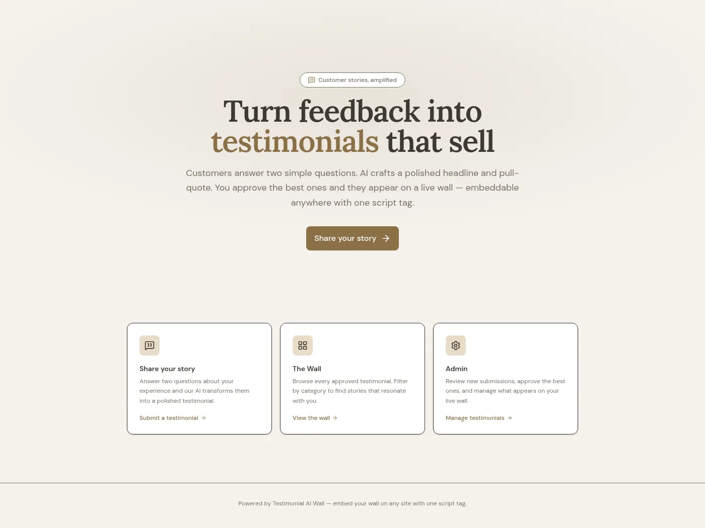 Testimonial AI Wall