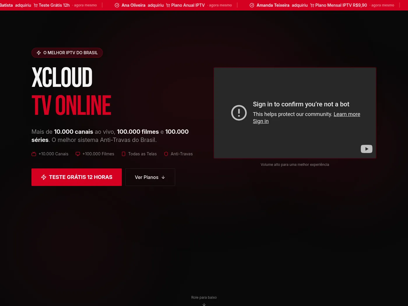Xcloud TV Online Landing