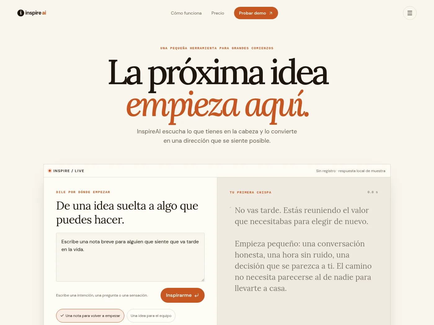 InspireAI Demo Page
