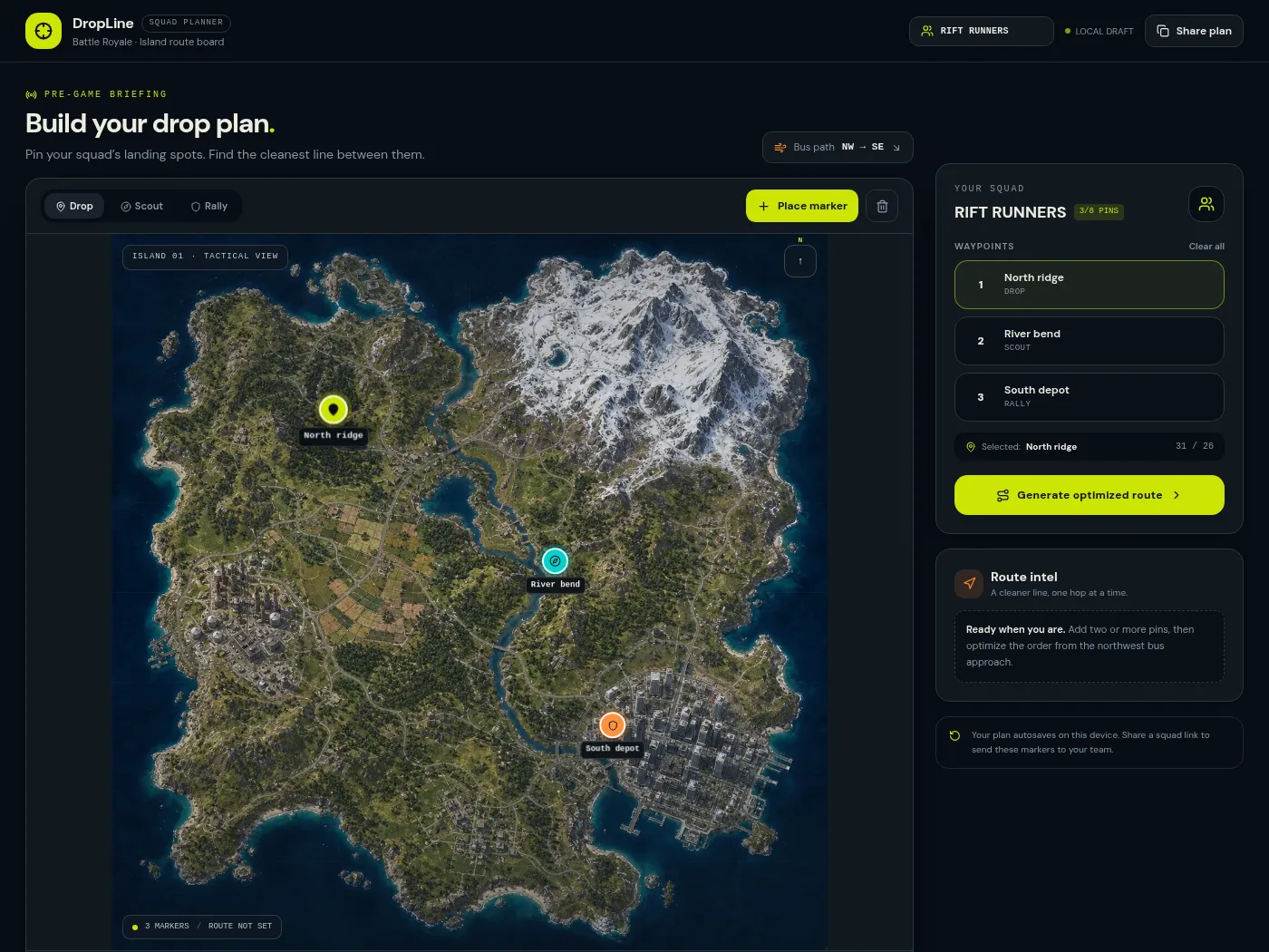 Fortnite Route Planner