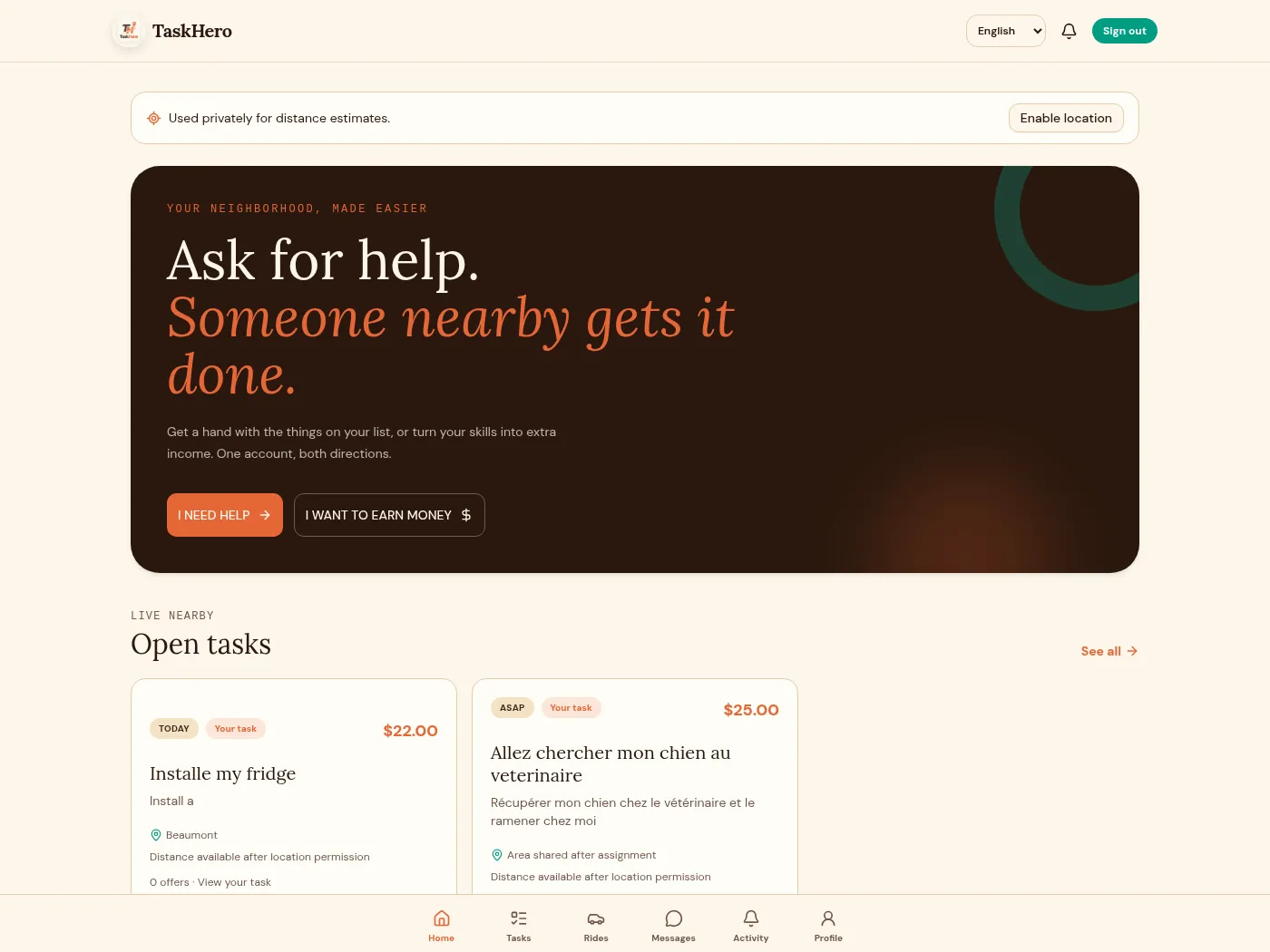 TaskHero Marketplace App