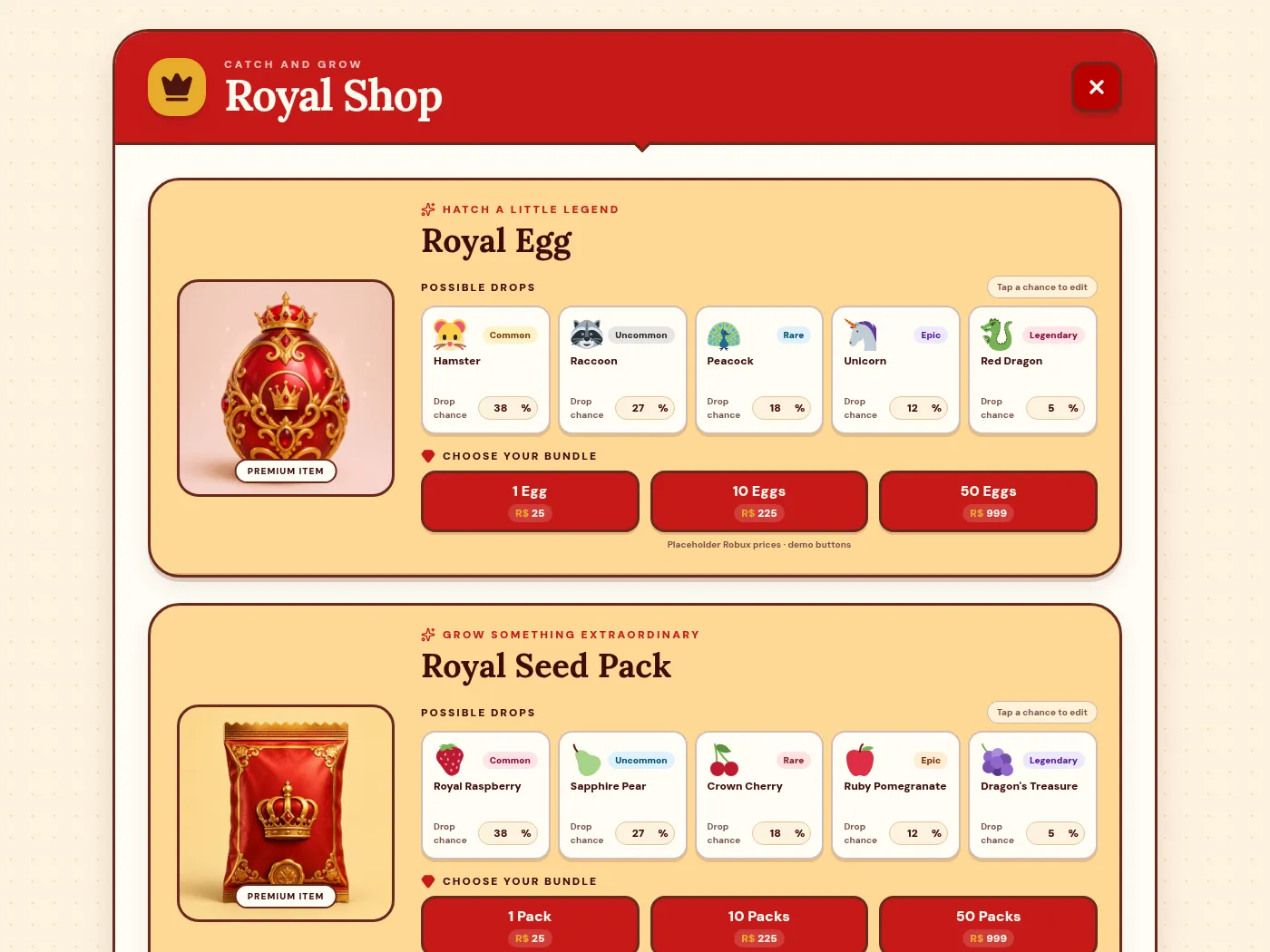Royal Shop UI