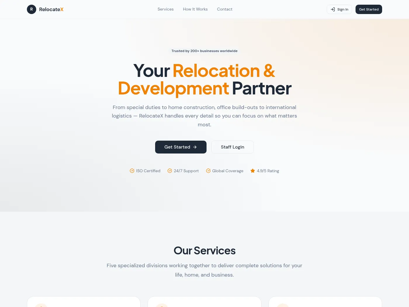 RelocateX Services Portal
