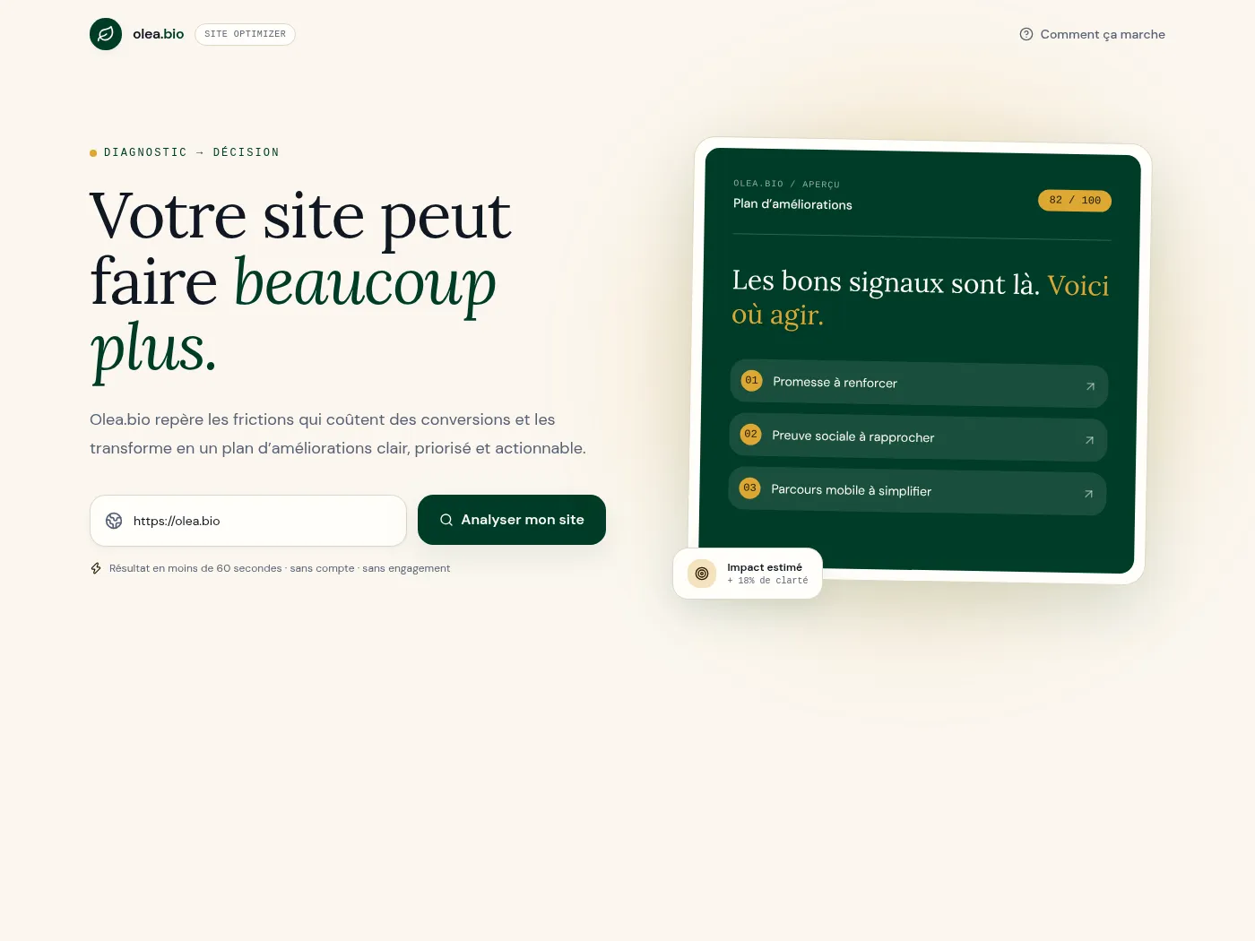 Olea.bio Site Optimizer