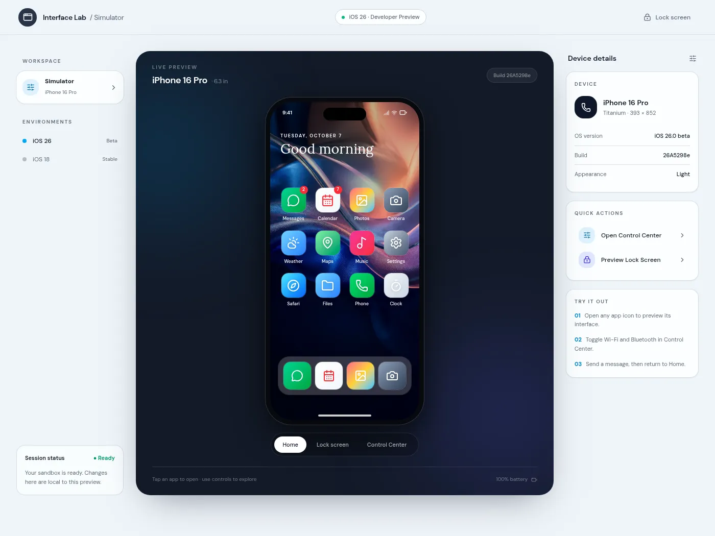 iOS 26 Simulator