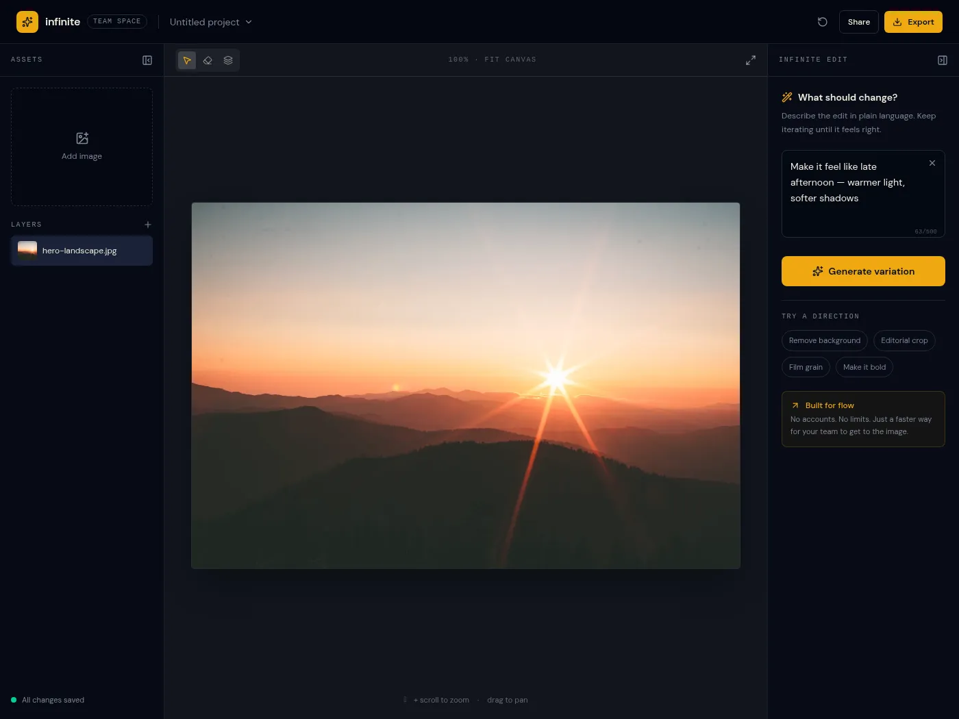 Infinite AI Image Editor