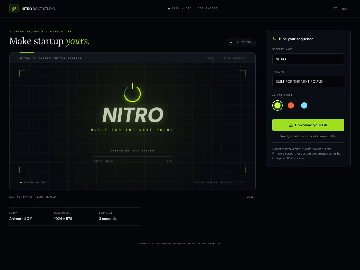 Nitro Boot Animation
