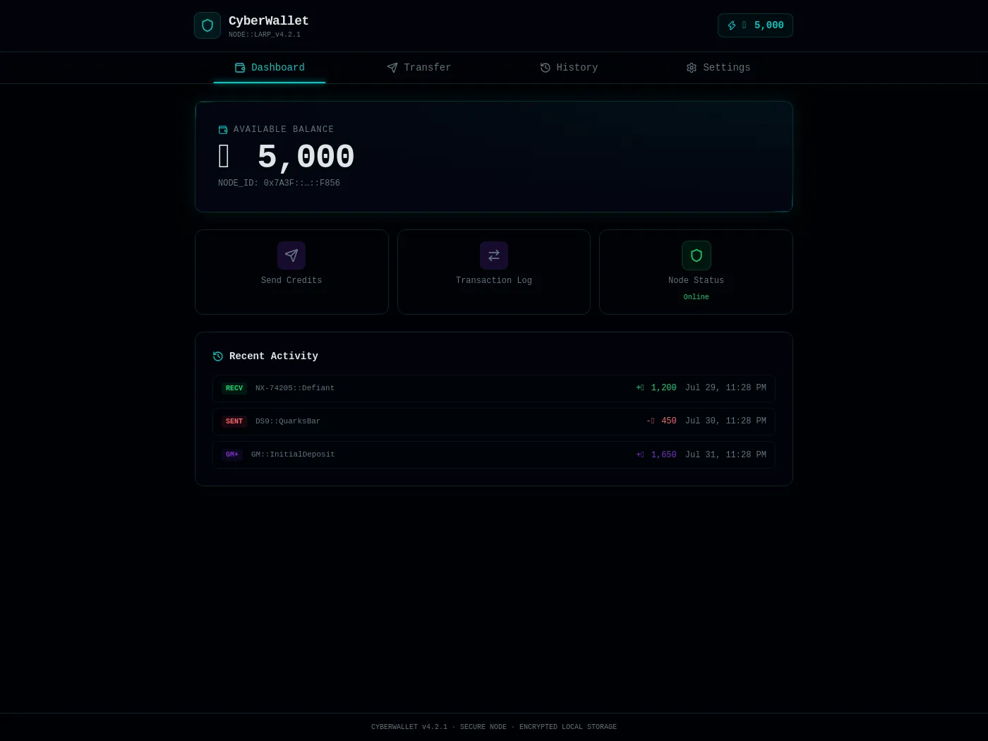 CyberWallet LARP Portal