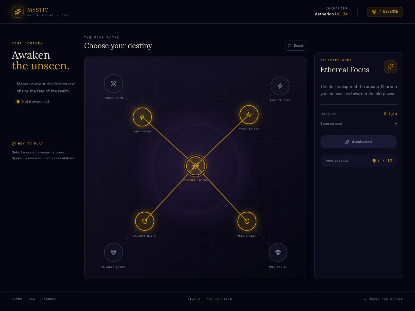 Mystic Skill Tree UI
