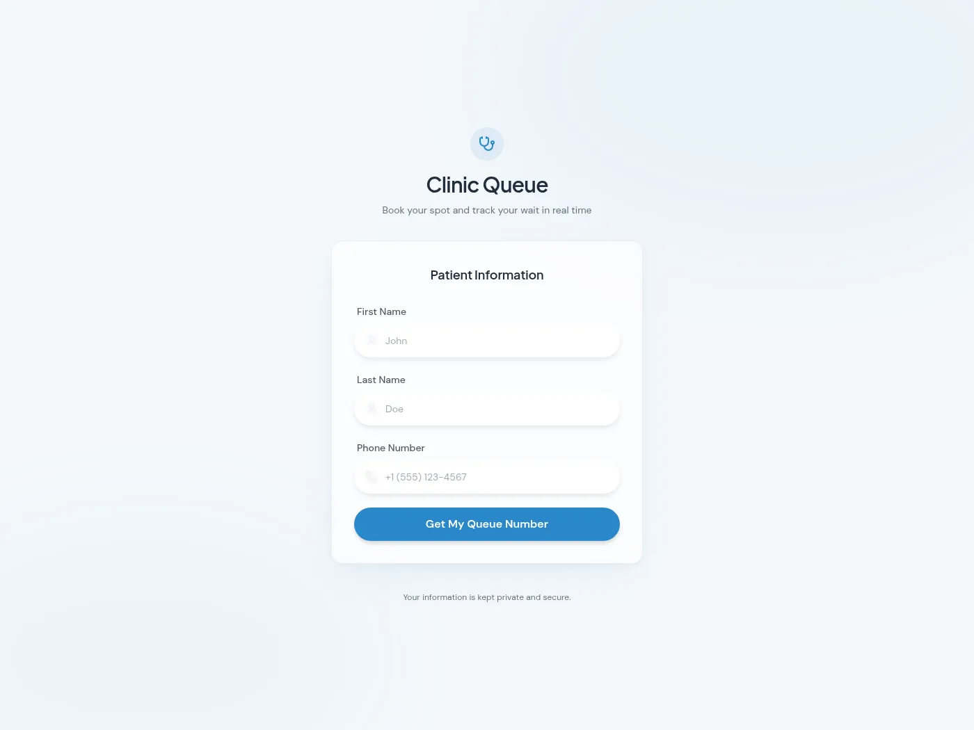 Clinic Queue Booking Page