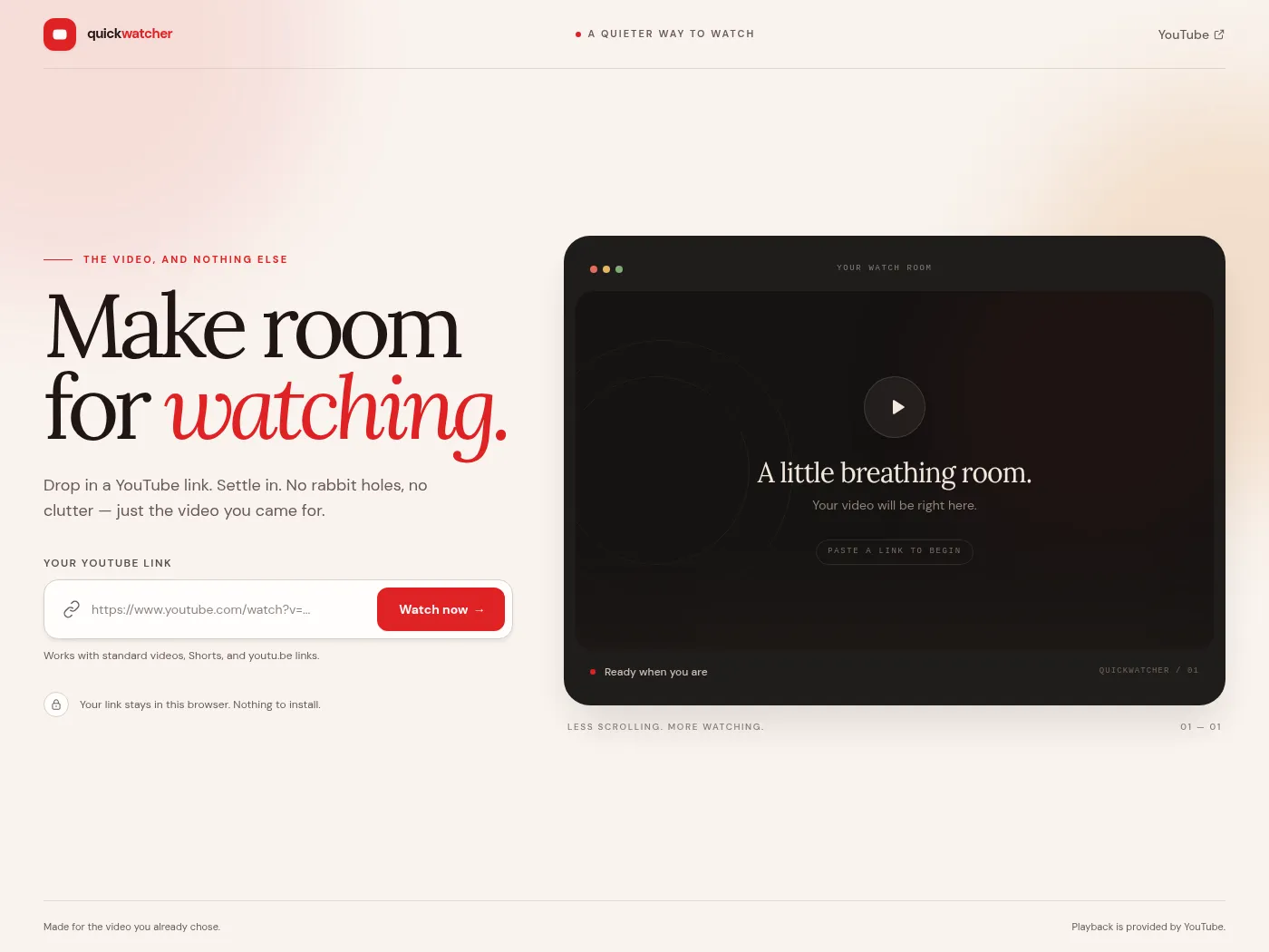 YouTube QuickWatcher