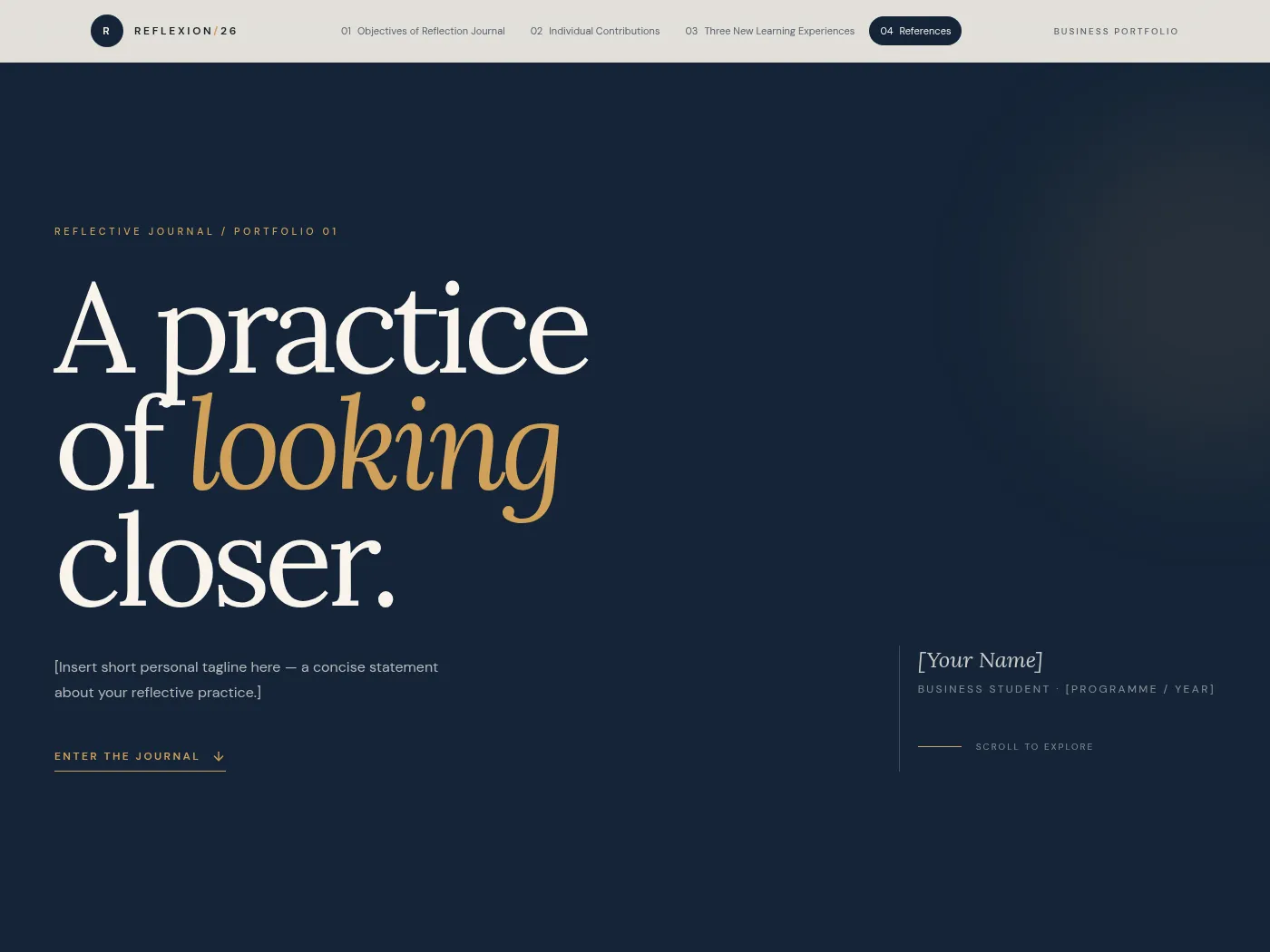 Reflexion Portfolio Site