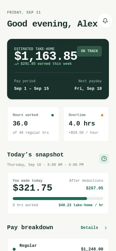 ShiftMoney Pay Tracker