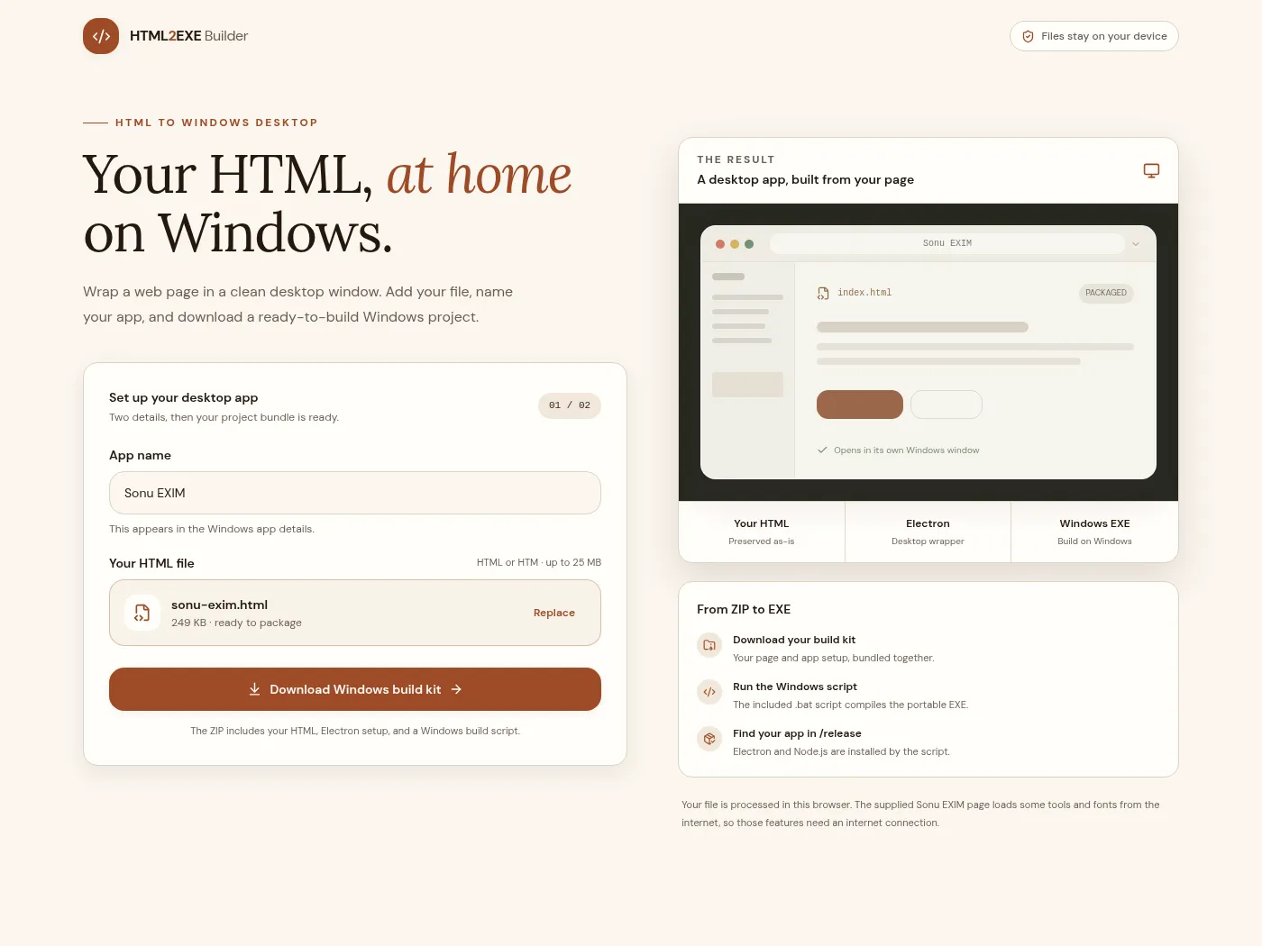 HTML2EXE Builder