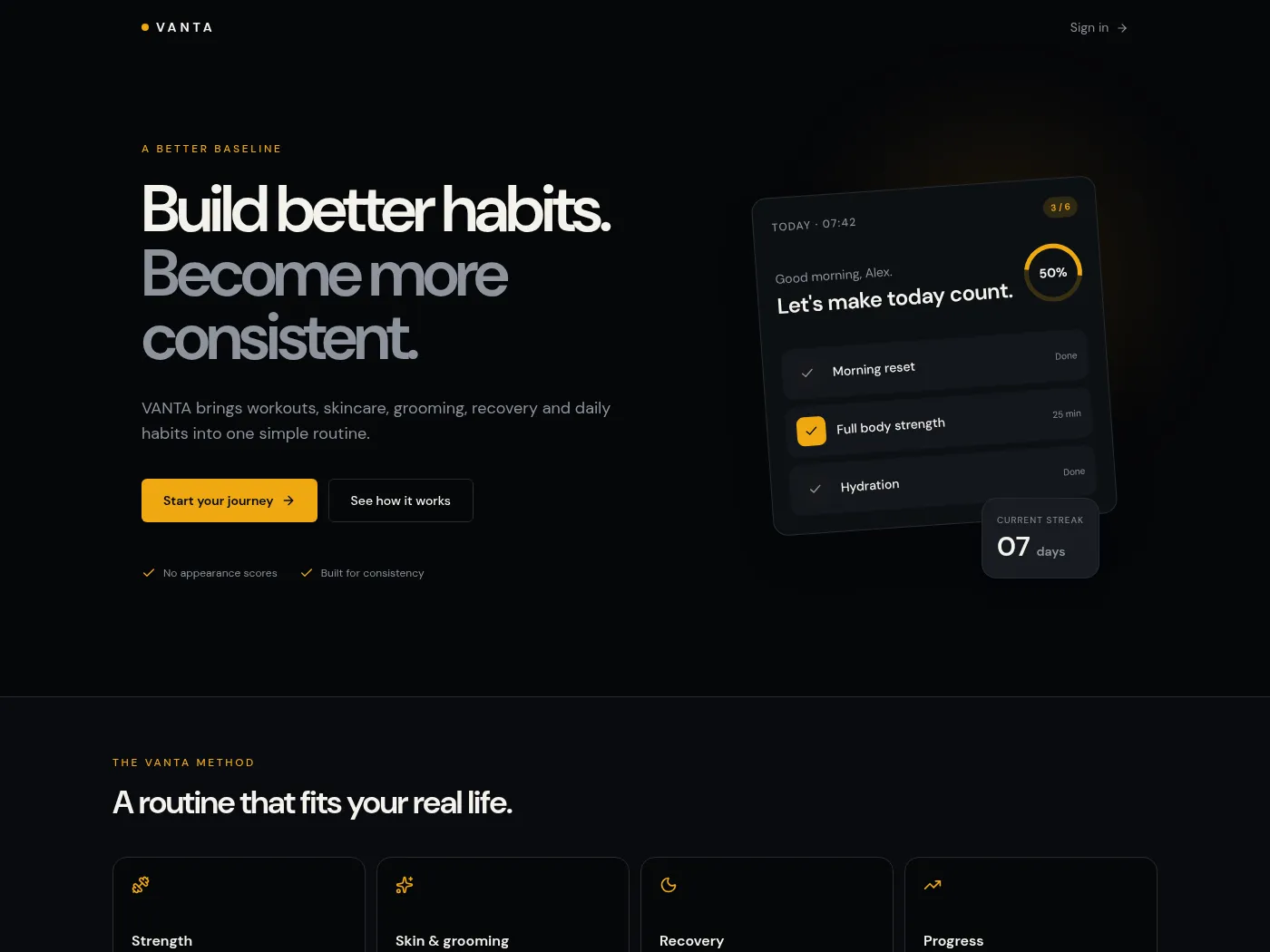 VANTA: Self-Improvement App