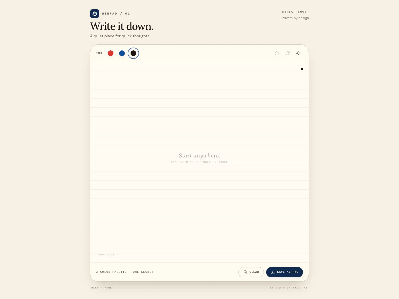 Handwrite & Save Webpad