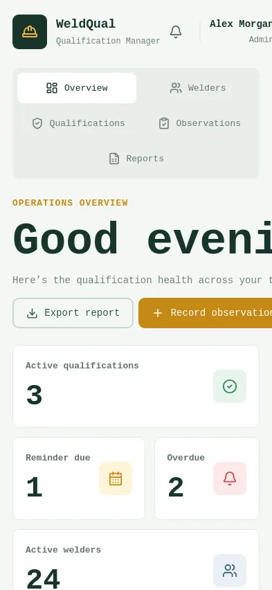 WeldQual Mobile Manager