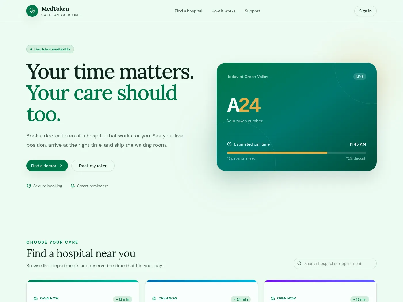 MedToken Booking Portal