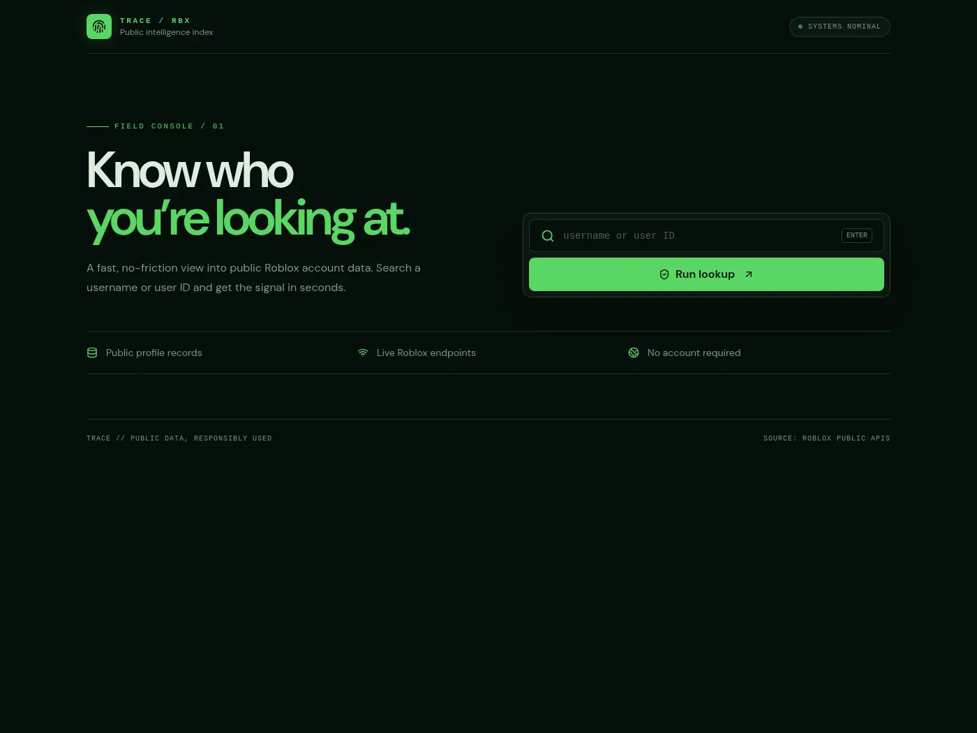 Roblox OSINT Portal