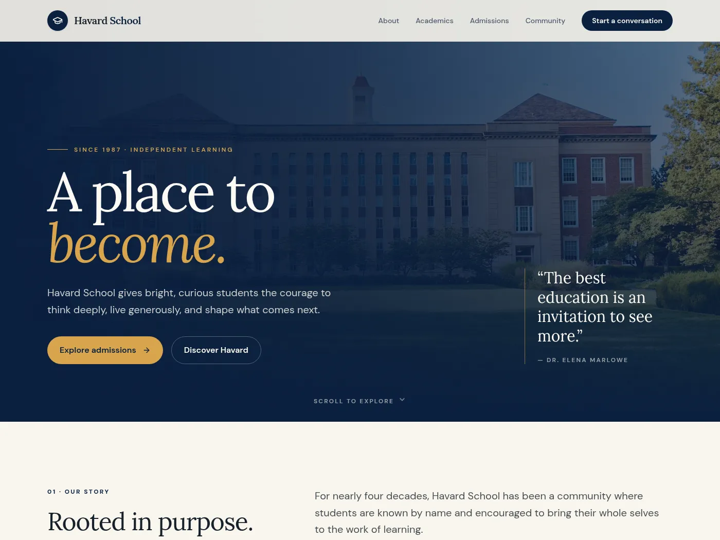 Havard School Website