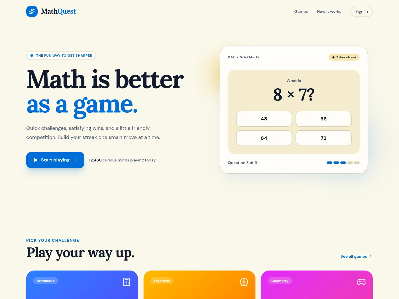 MathQuest Game Hub