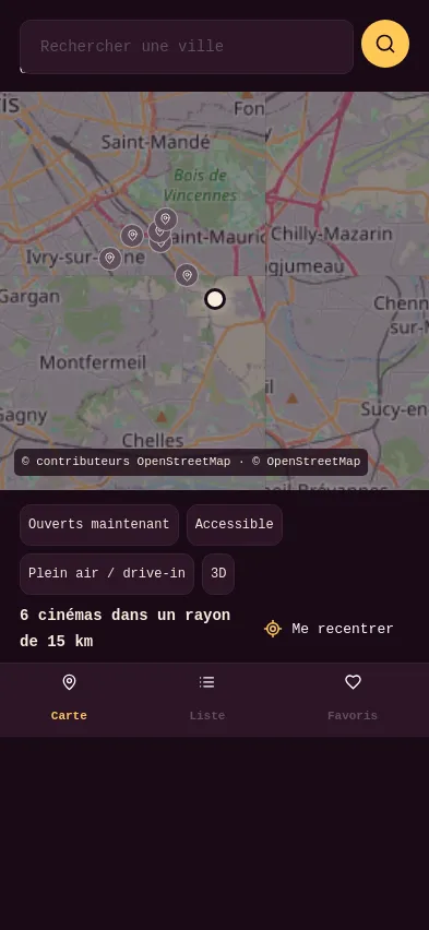 OùCiné – Cinémas Autour de Vous
