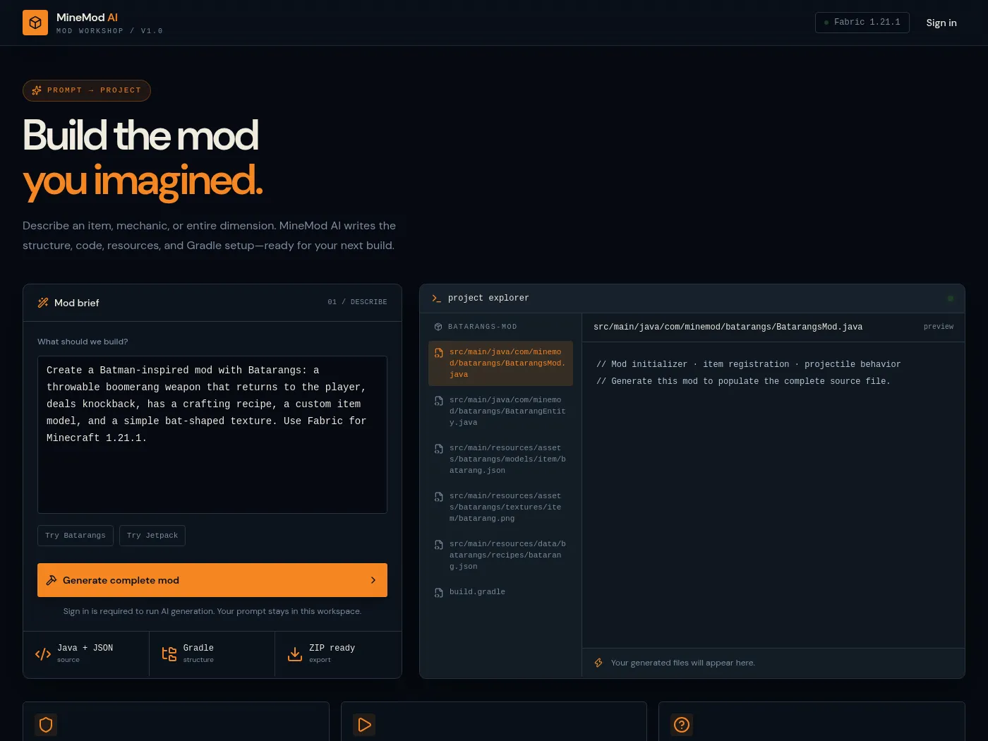 MineMod AI Generator