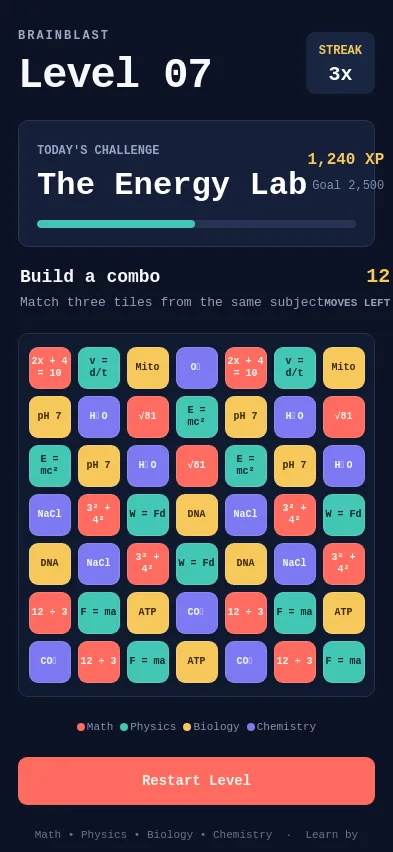 BrainBlast Match Game