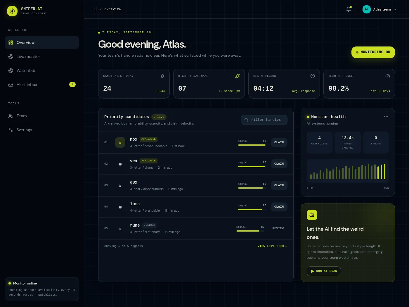 Discord Sniper AI