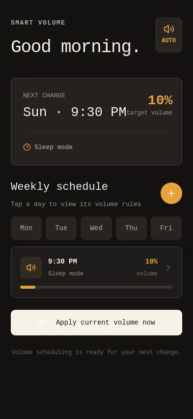 Smart Volume Scheduler