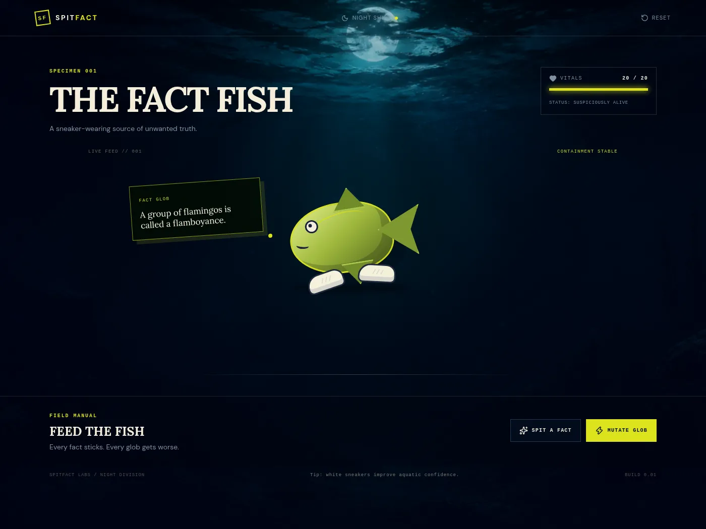 SpitFact Fish Game
