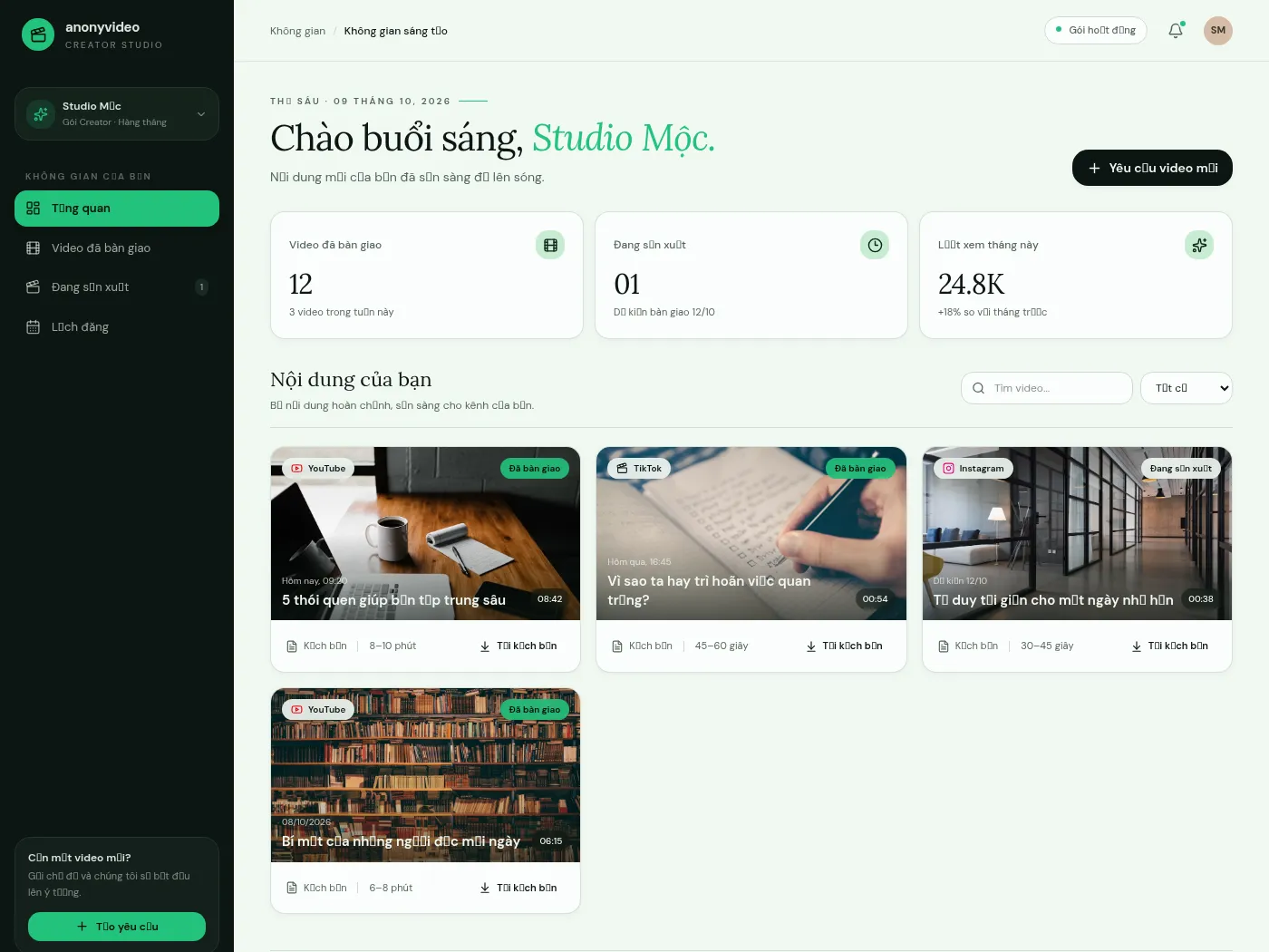 AnonyVideo Creator Portal