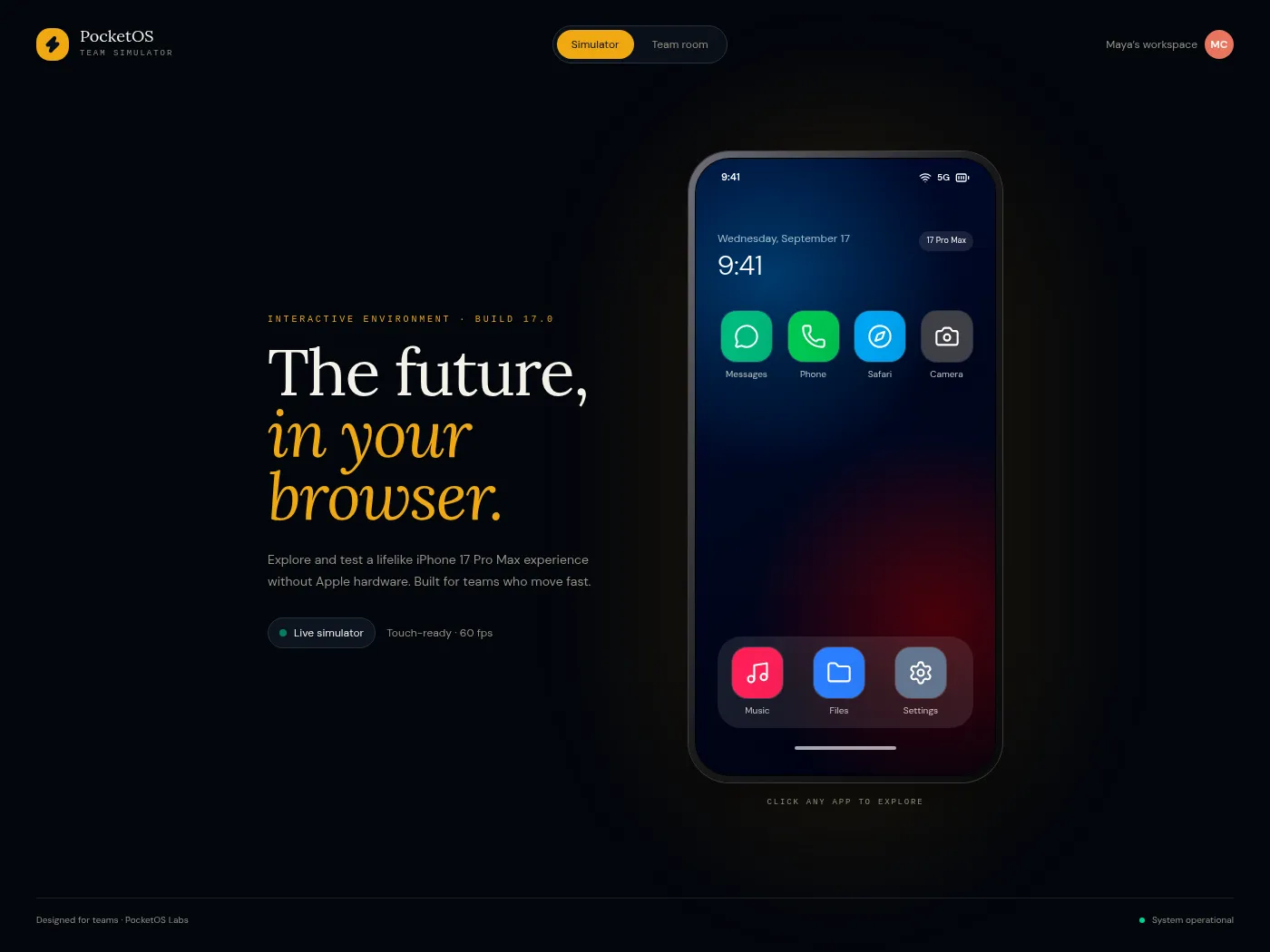 iPhone 17 Pro Simulator