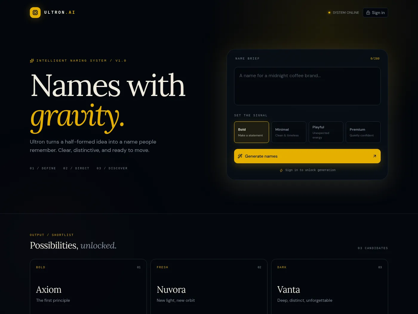 Ultron AI Name Generator
