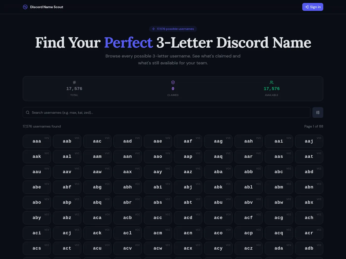 Discord Name Scout