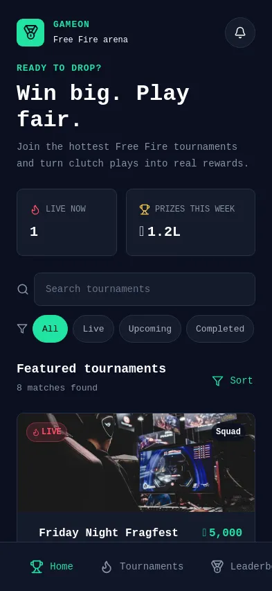 GameOn Tournament App