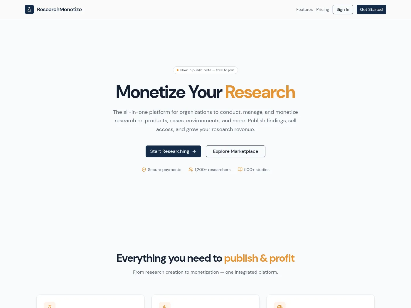 ResearchMonetize Platform