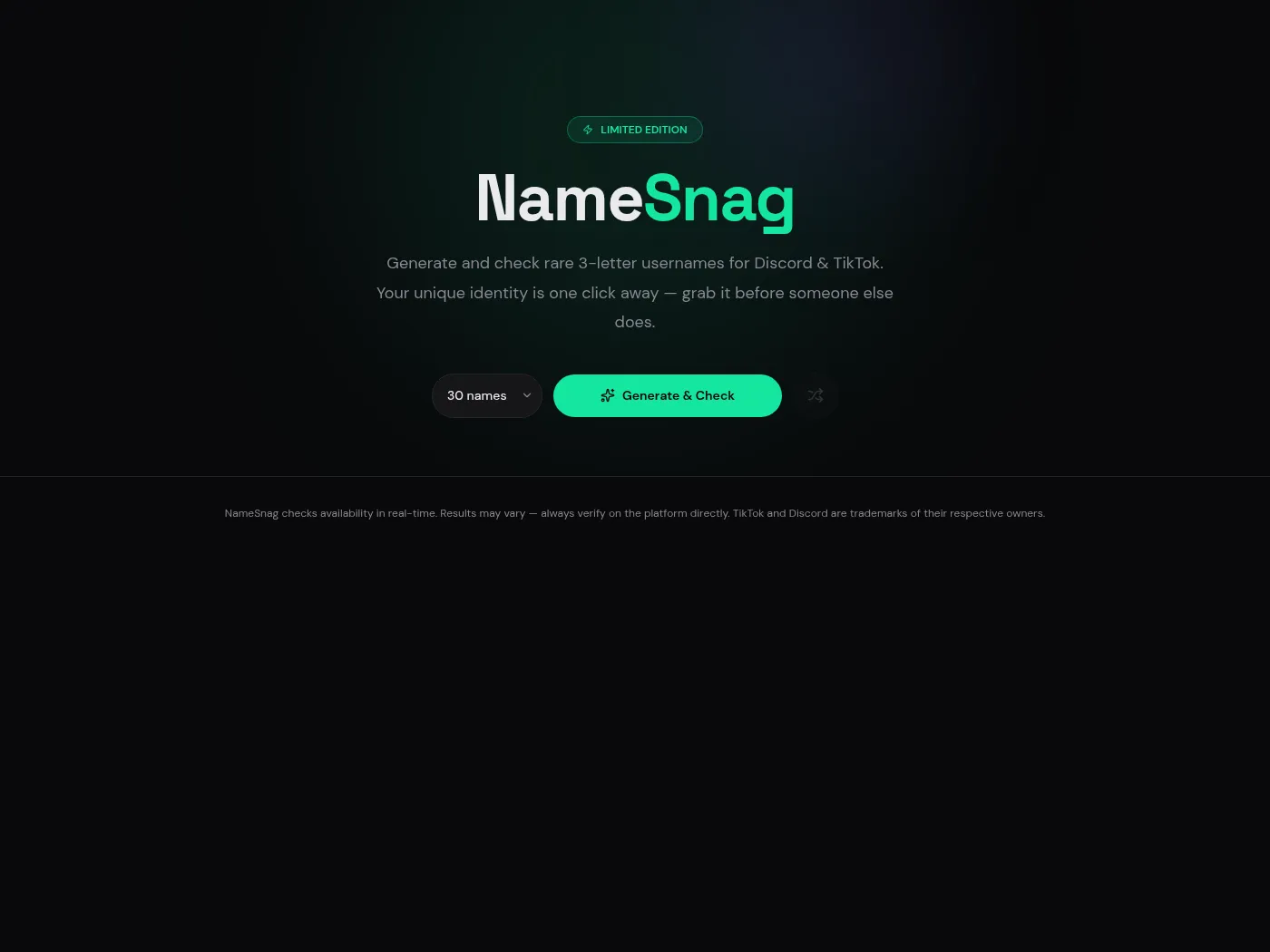 NameSnag Usernames Finder