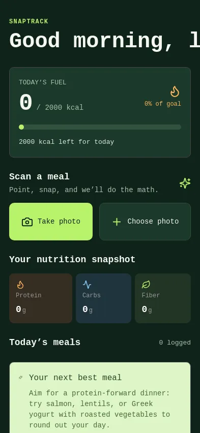 SnapTrack Nutrition App