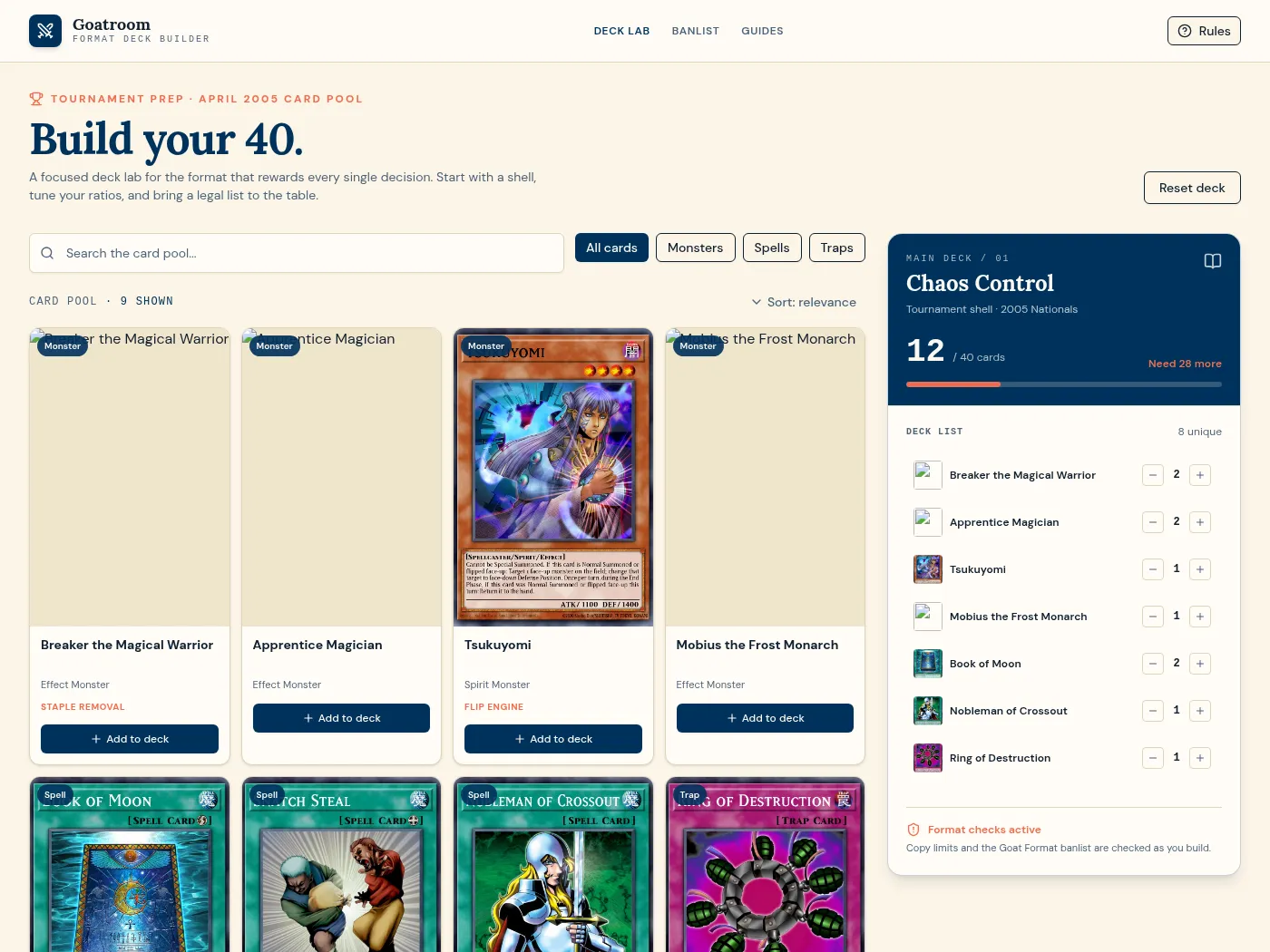Goat Format Deck Builder