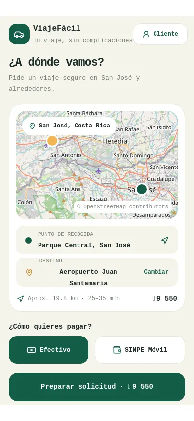 ViajeFácil Ride Sharing