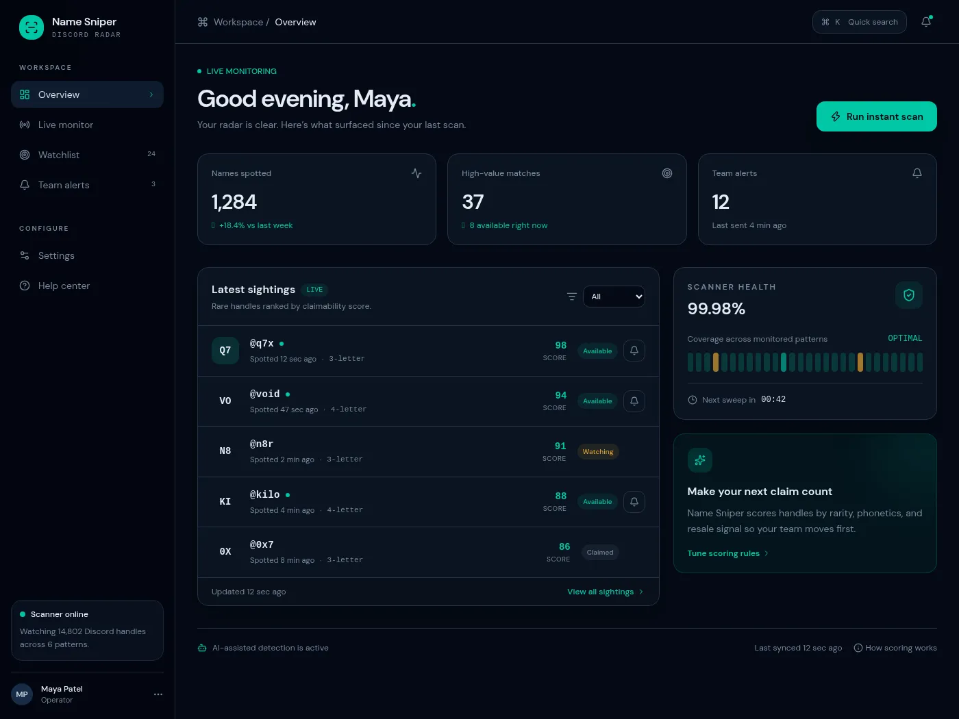 AI Discord Name Sniper