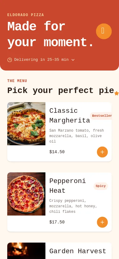 El Dorado Pizza Delivery App